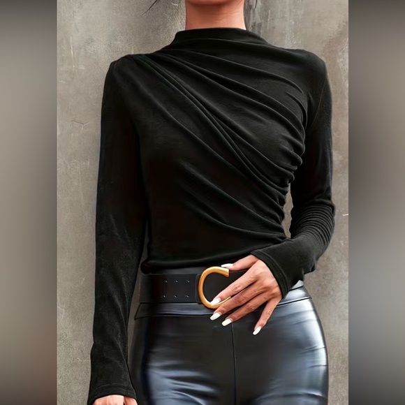 Tops | Luxe Ruched Asymmetrical Neck Top | Poshmark